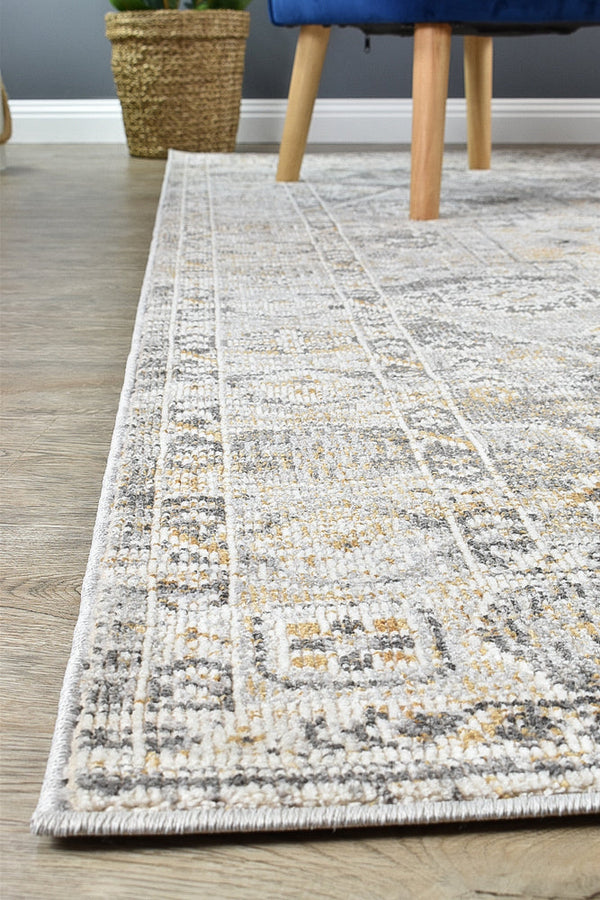 Medina Grey Mustard Rug 0320C - Rug Addiction